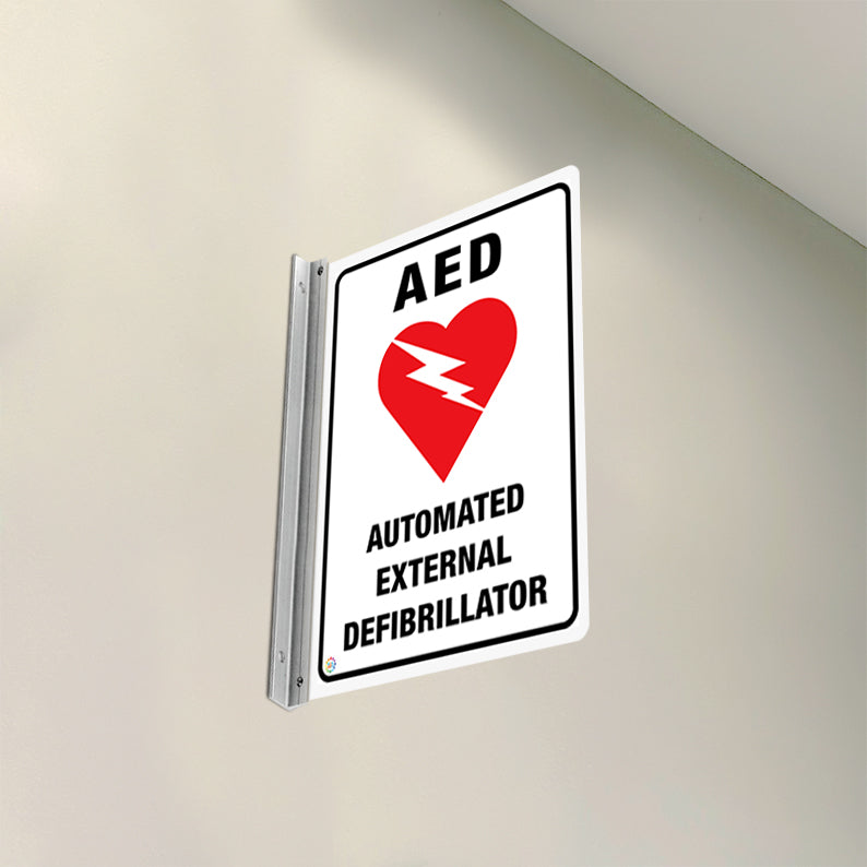 AED – Automated External Defibrillator - Double-Sided Off-Wall White ...