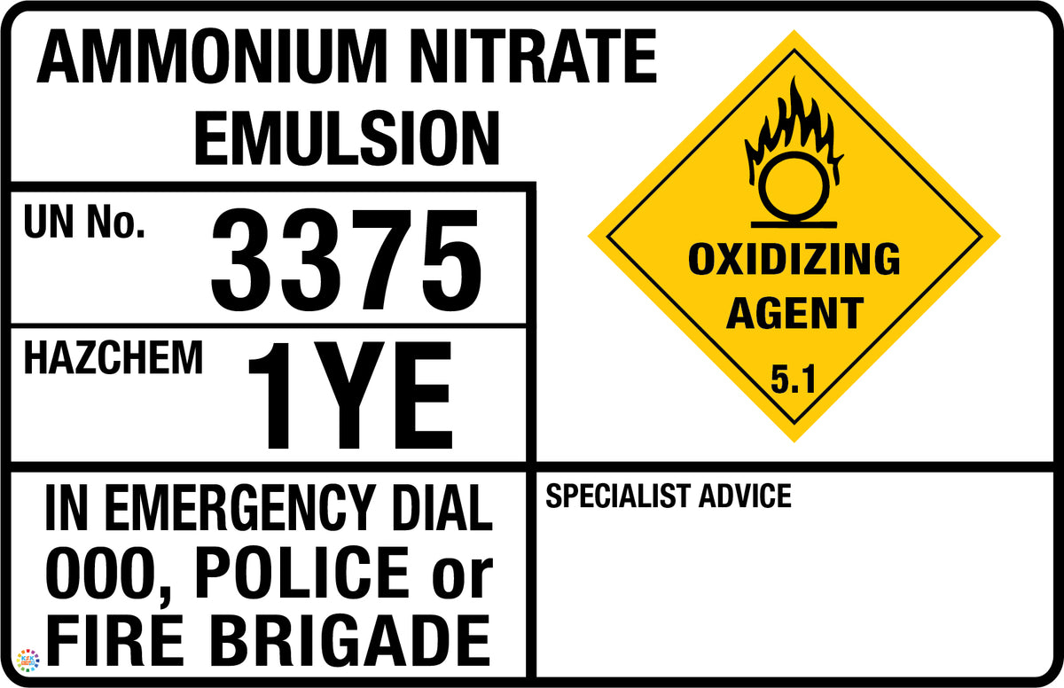 Ammonium Nitrate Emulsion Sign| K2K Signs Australia