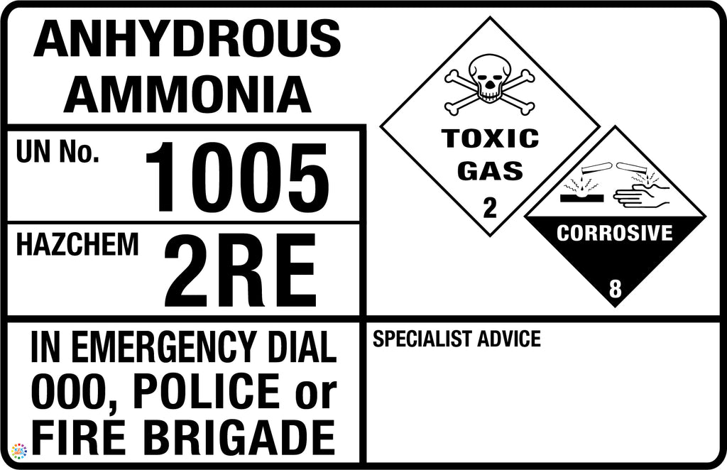 Anhydrous Ammonia Sign | K2K Signs Australia