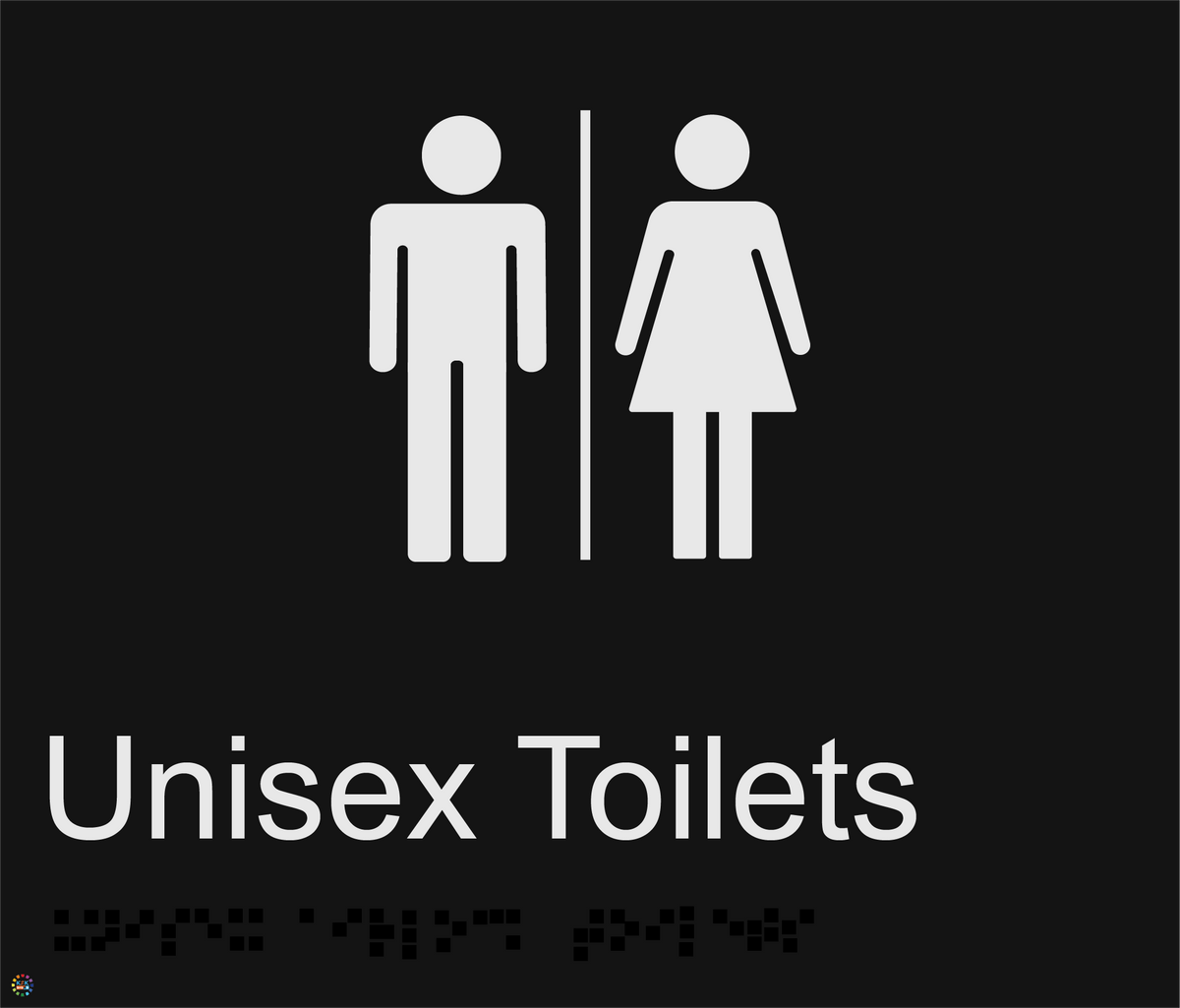 Unisex Toilets - Braille and Tactile Sign | K2K Signs Australia