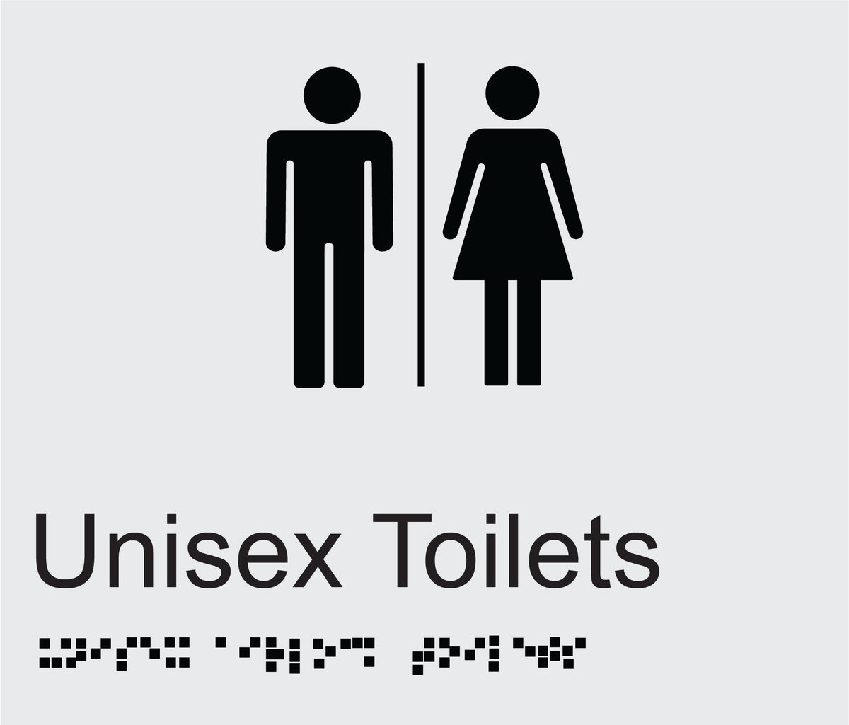 Unisex Toilets - Braille and Tactile Sign | K2K Signs Australia