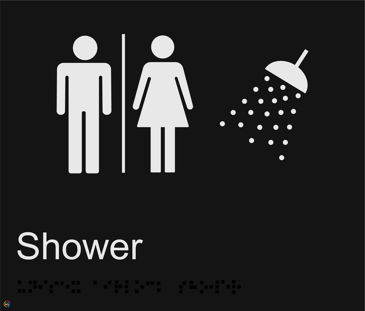Male Female Shower - Braille and Tactile Sign | K2K Signs Australia