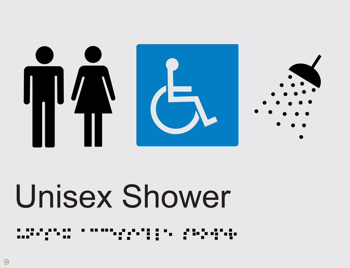 Unisex Disabled Shower - Braille and Tactile Sign | K2K Signs Australia