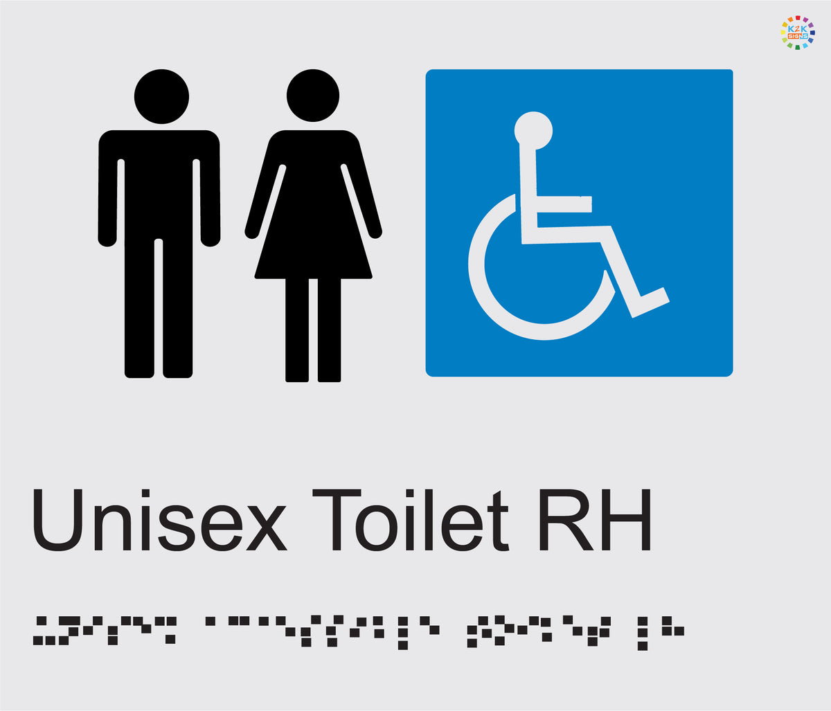 Unisex Accessible Toilet RH - Braille and Tactile Sign | K2K Signs ...