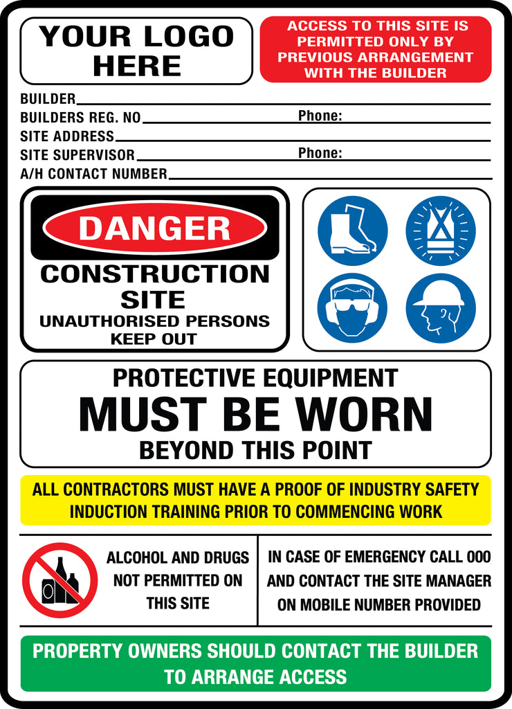 Construction Site Safety Signs | K2K Signs Australia