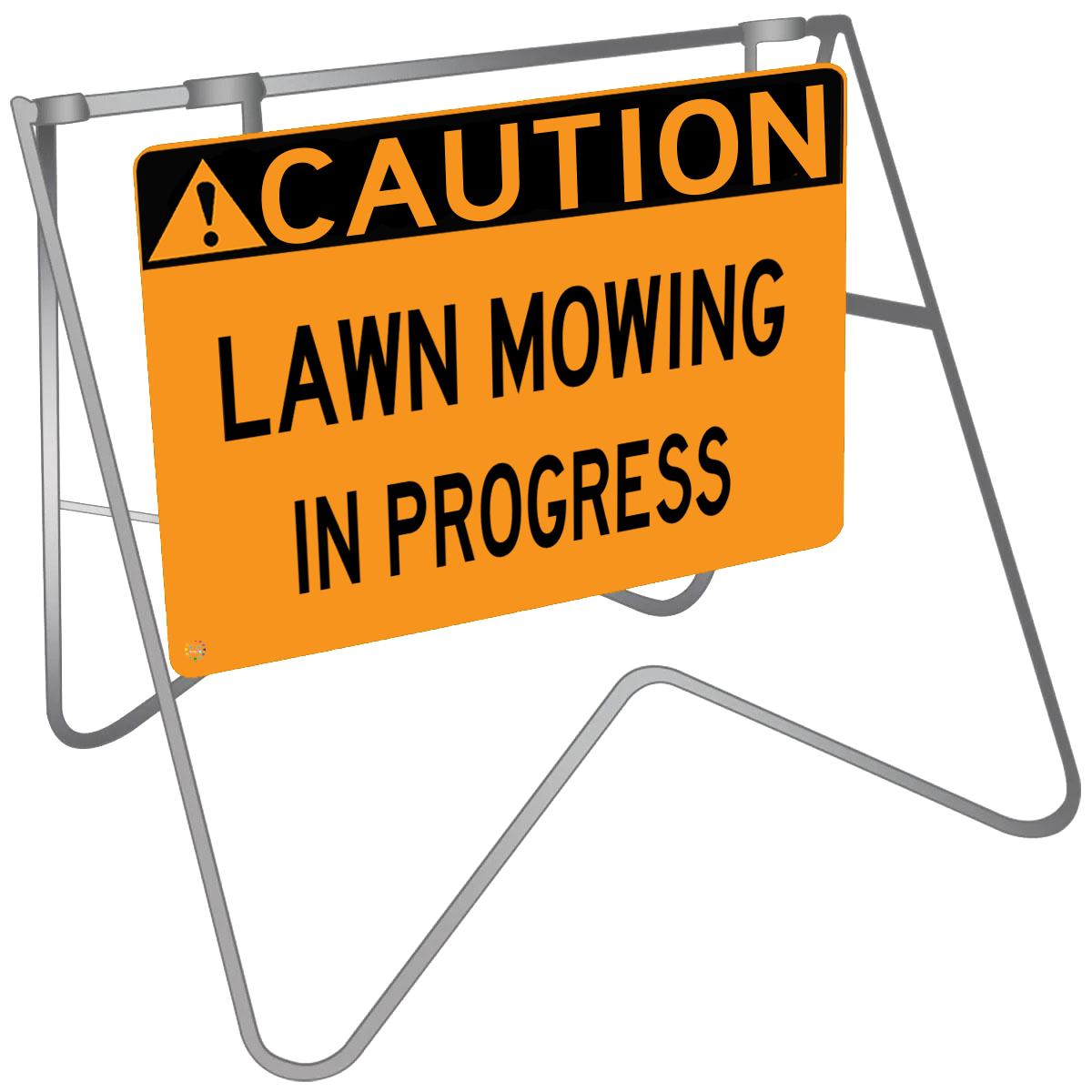 Caution Lawn Mowing In Progress - Swing Stand & Sign | K2K Signs Australia