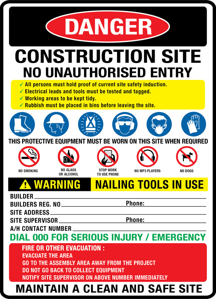 Construction Site Safety Signs | K2K Signs Australia