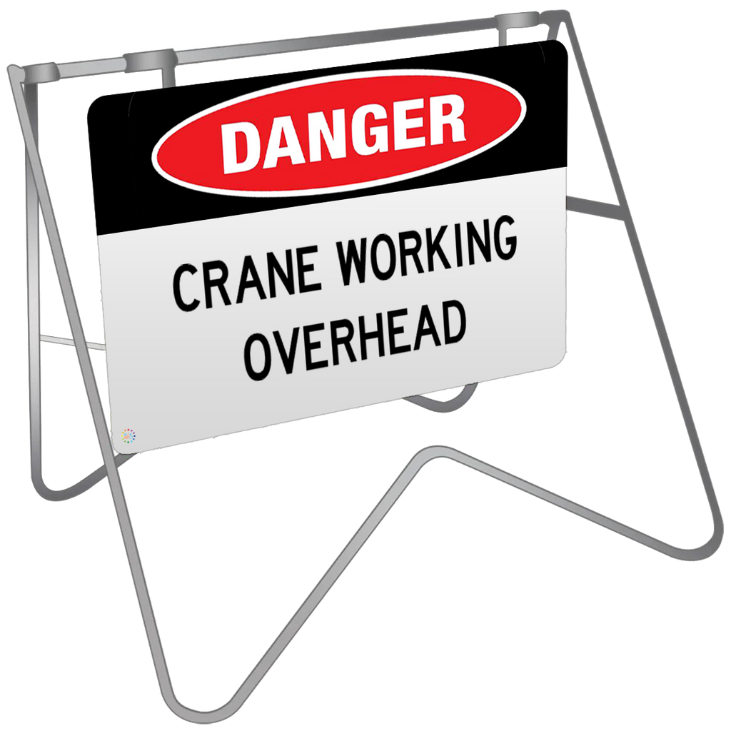 Crane Working Overhead - Swing Stand & Sign | K2K Signs Australia