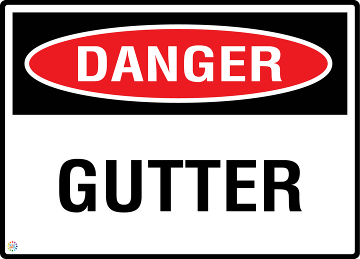 Danger - Gutter Sign | Roof Edge Safety Sign | K2K Signs Australia