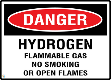 Danger - Hydrogen Flammable Gas - No Smoking Or Open Flames Sign | AS ...