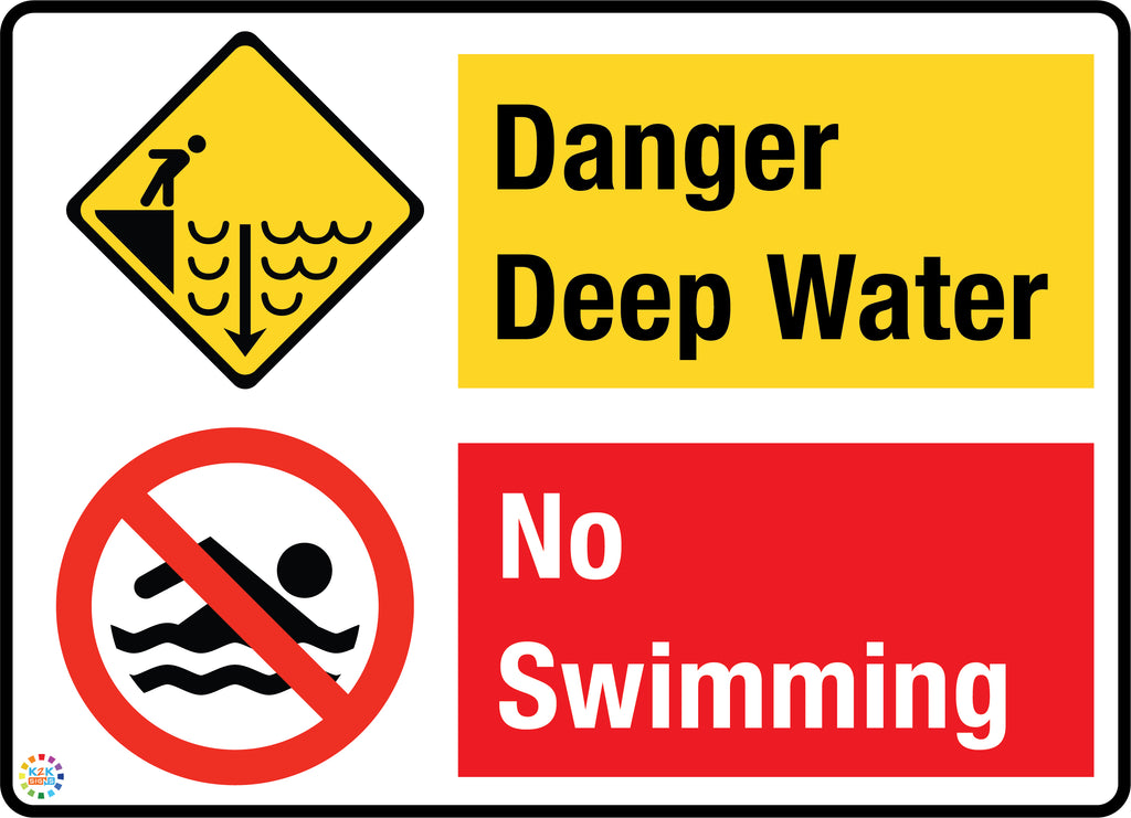 Danger Deep Water No Swimming Sign | K2K Signs Australia