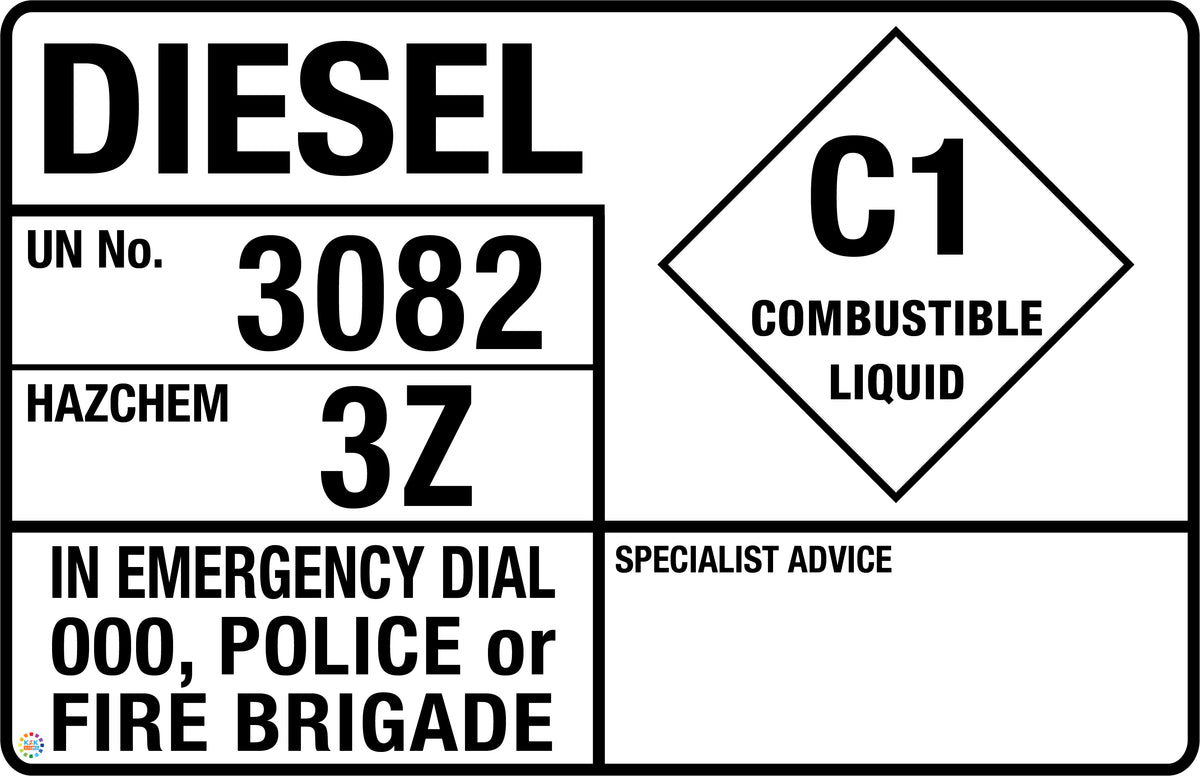 Diesel Combustible Liquid Signage | K2K Signs Australia
