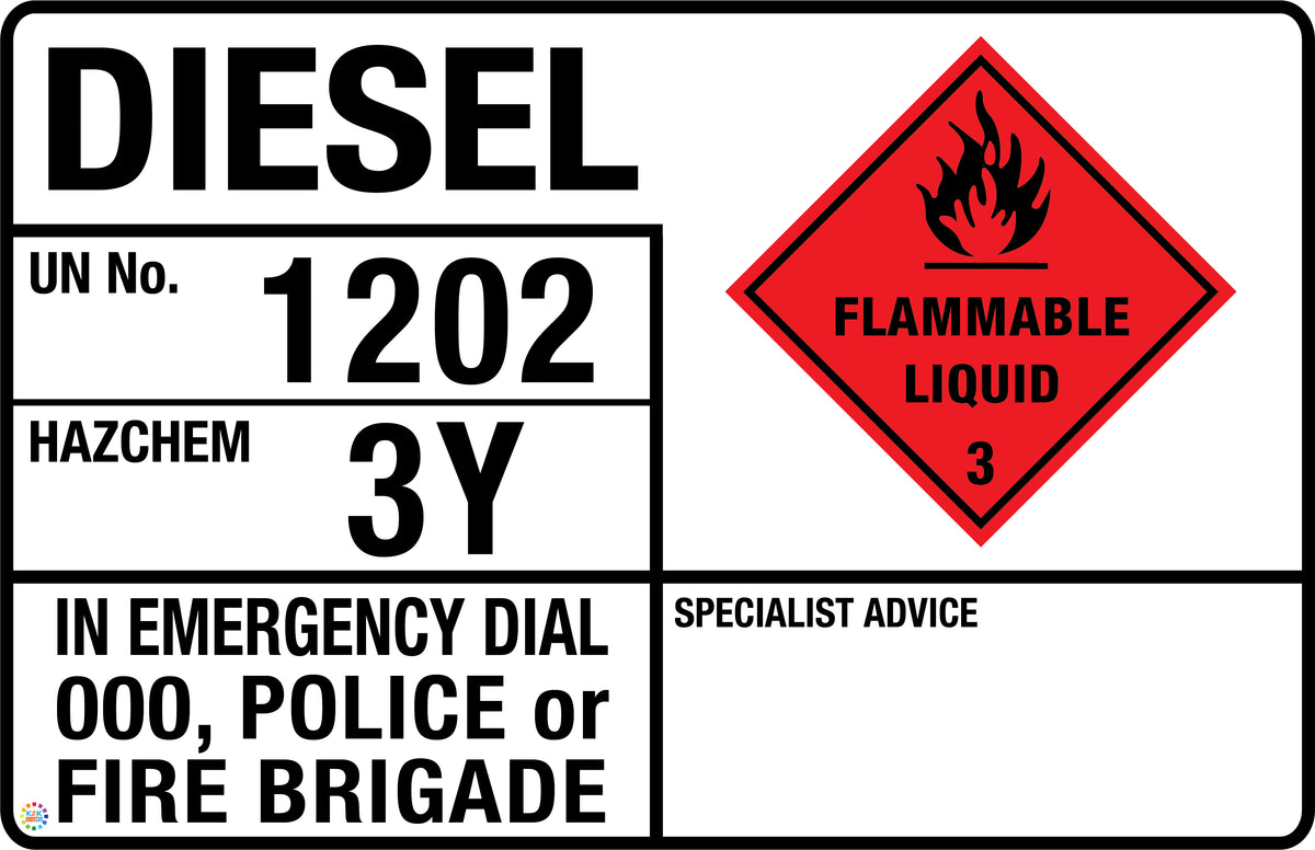 Diesel Flammable Liquid Hazchem Panel Sign – K2K Signs