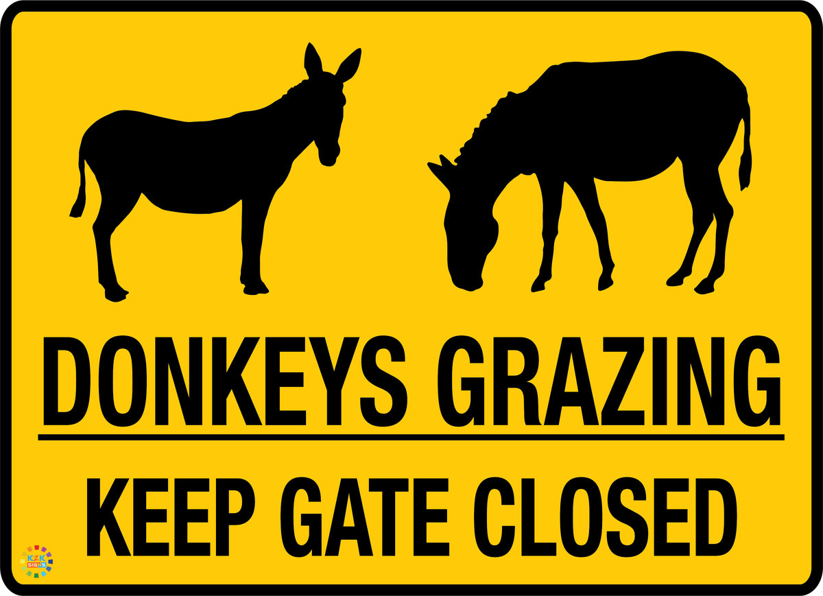 Donkeys Grazing Keep Gate Closed Sign | K2K Signs