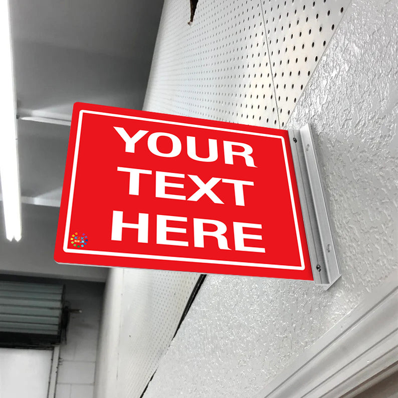 Double Sided Off Wall Custom Text Sign | Red White Projecting Sign ...