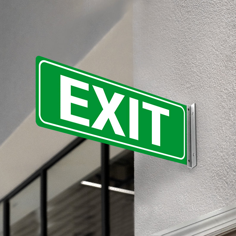 Exit / Double-Sided Off-Wall Sign - Safety Wayfinding Sign | K2K Signs ...