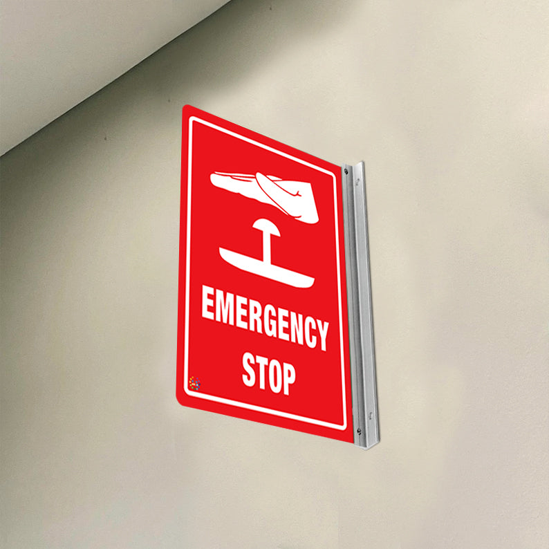 Emergency Stop Sign – Double Sided Off Wall | K2K Signs