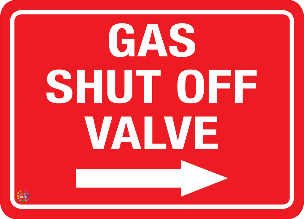 Gas Shut Off Valve Right Arrow Sign | K2K Signs Australia