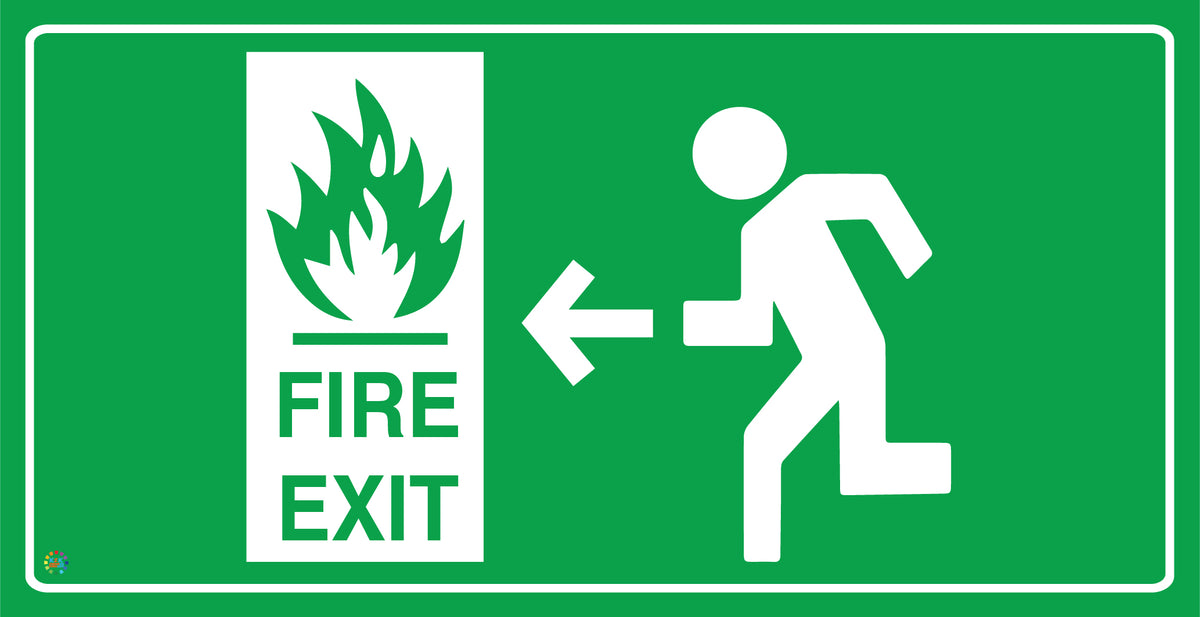 Fire Exit (Left Arrow) Sign | Emergency Exit Signage | K2K Signs Australia