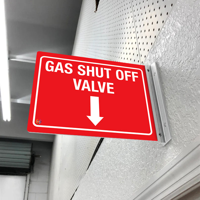 Gas Shut Off Valve (Down Arrow) – Double-Sided Off-Wall Sign | K2K ...