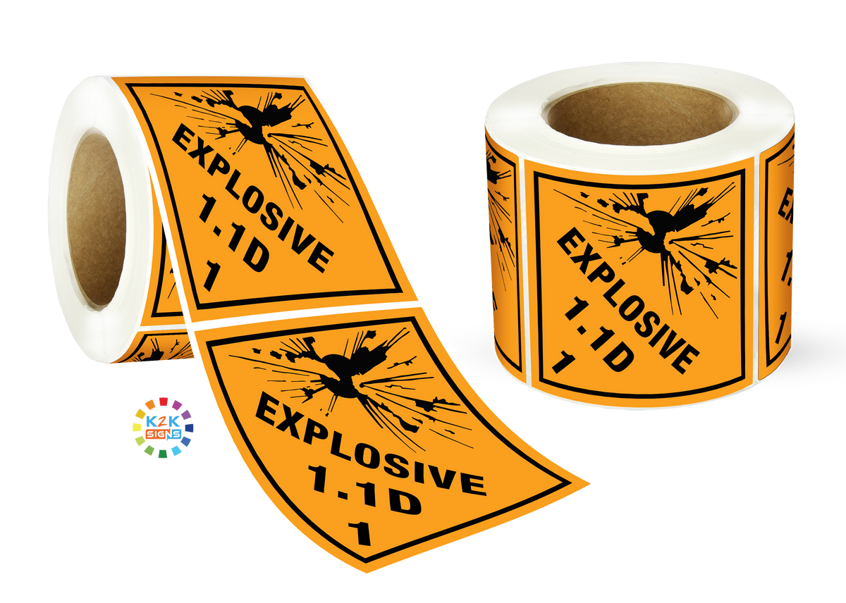 Class 1 Explosive 1.1D Label Roll | K2K Signs Australia