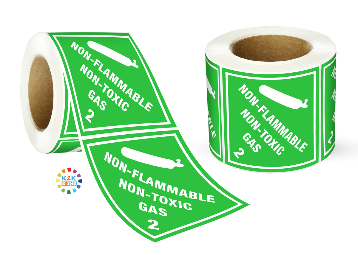 Class 2 Non-Flammable Non-Toxic Gas Sign Label Roll | K2K Signs Australia