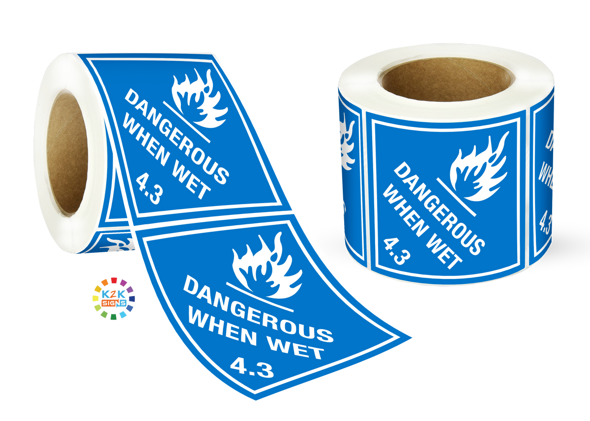 Class 4.3 Dangerous When Wet Label Roll | K2K Signs Australia