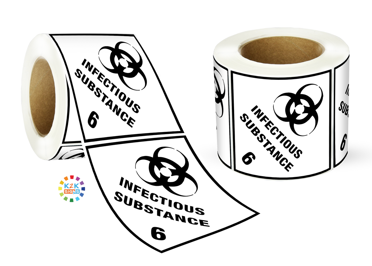 Class 6 Infectious Substance Label Roll | K2K Signs Australia
