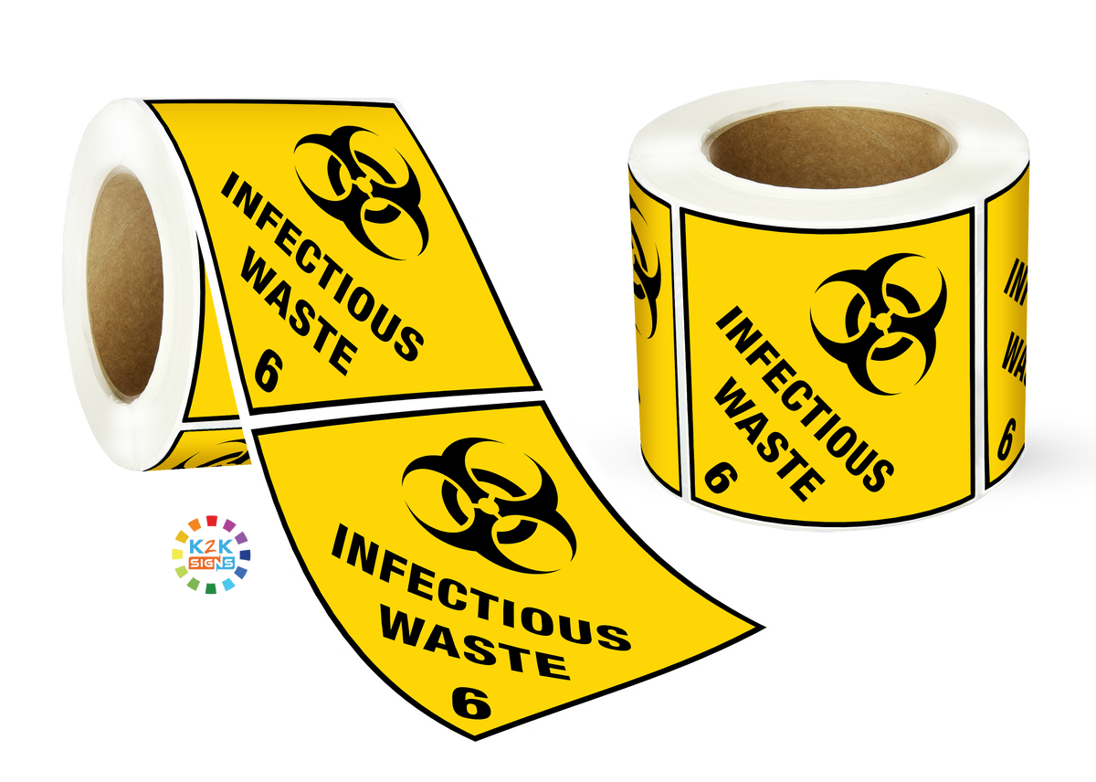 Infectious Waste Signage Label Roll | K2K Signs Australia
