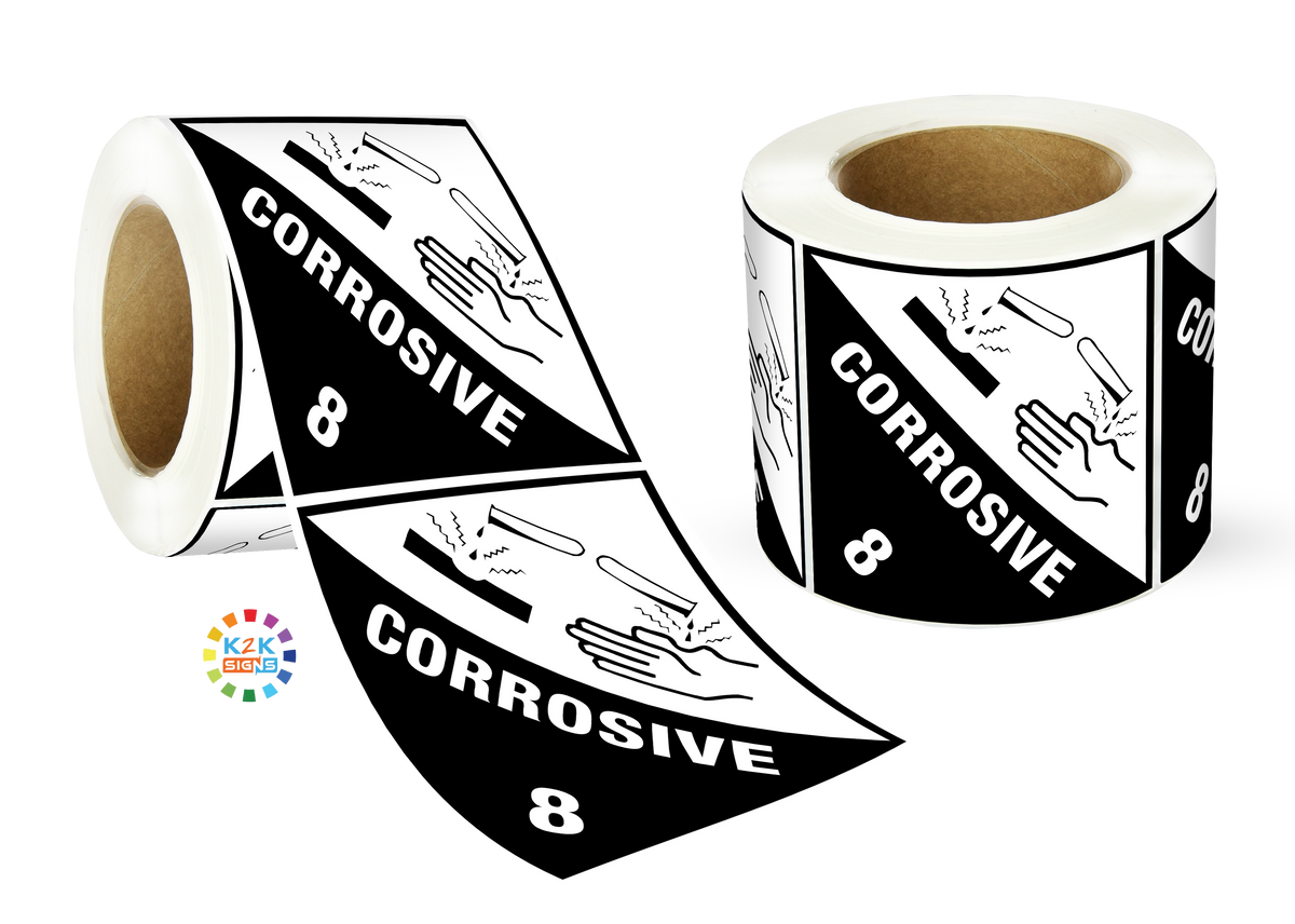 Class 8 Corrosive Label Roll | K2K Signs Australia