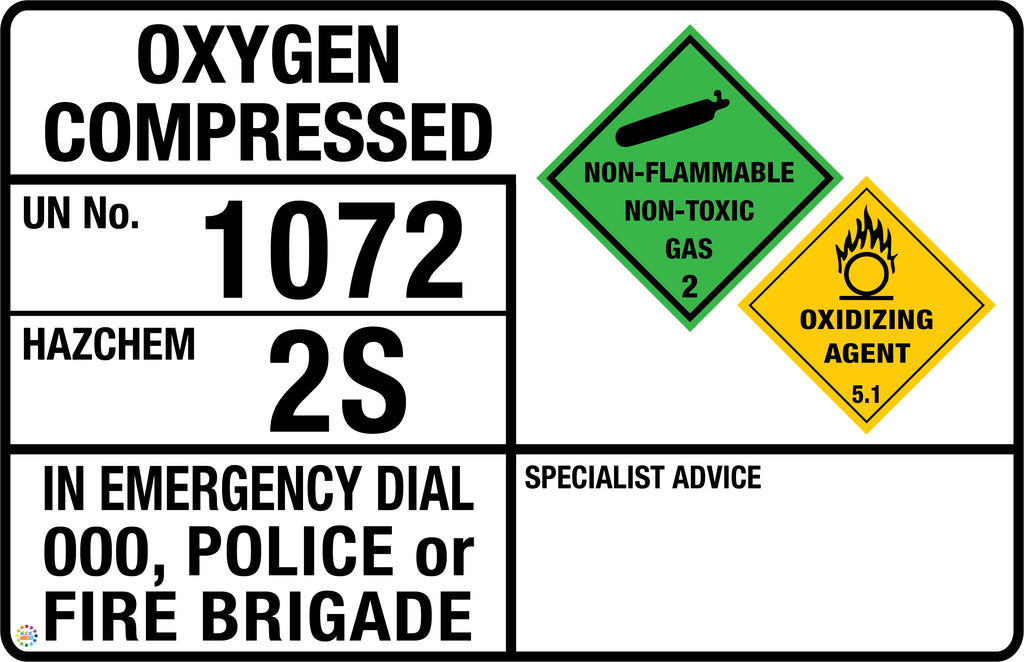 Oxygen Compressed Sign | K2K Signs Australia