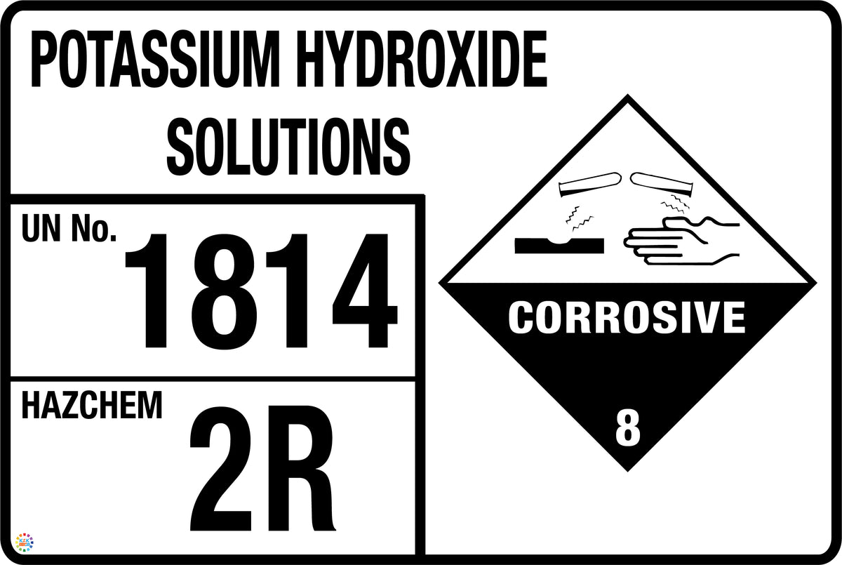 Potassium Hydroxide Solutions Signage | K2K Signs Australia