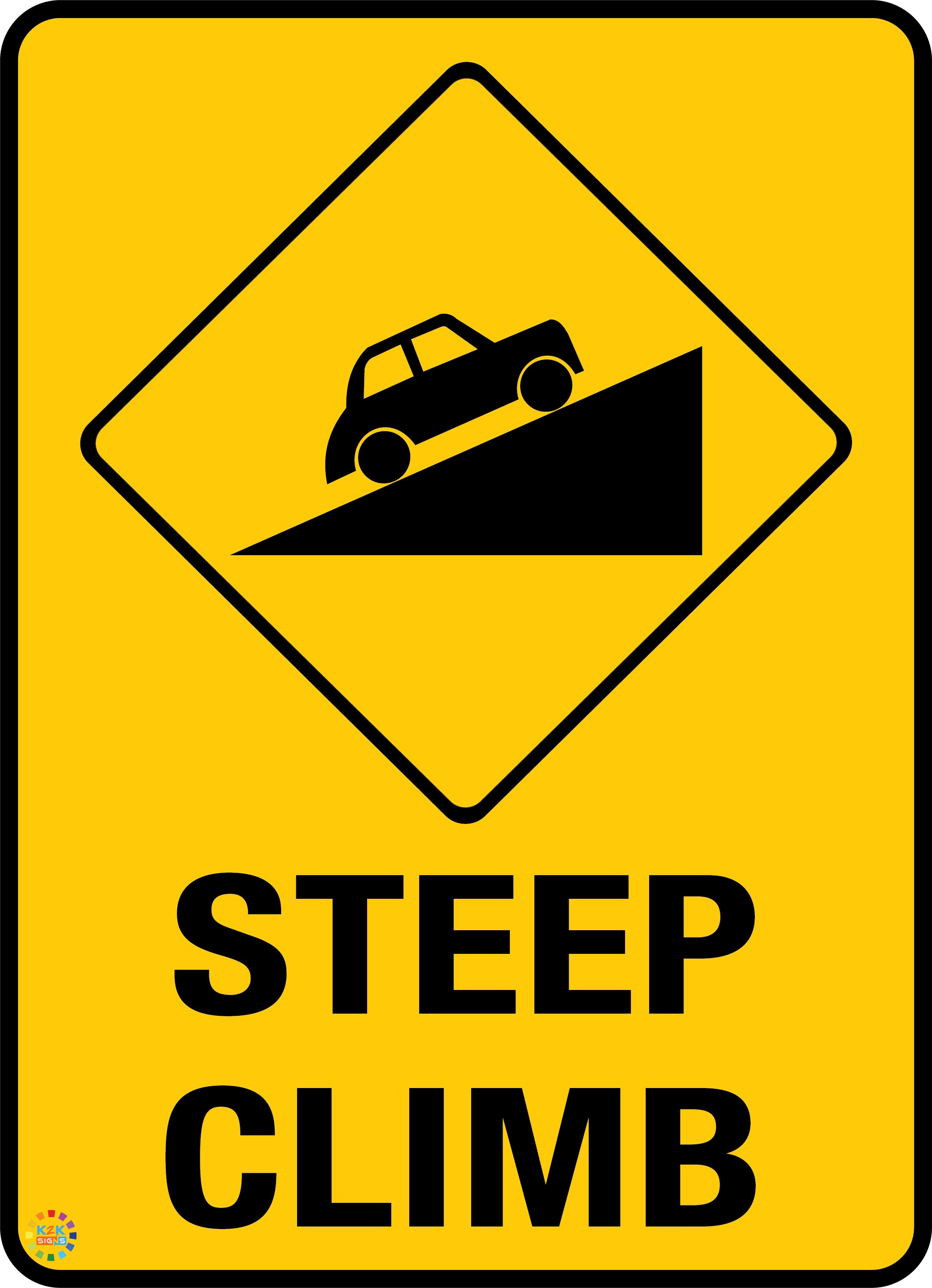 Steep Road Sign Road Signs, Warning Signs, There Is A Steep... Stock