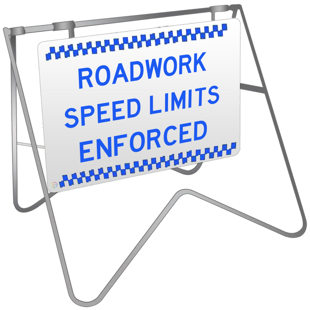 Roadwork Speed Limit Enforced - Swing Stand & Sign | K2K Signs Australia