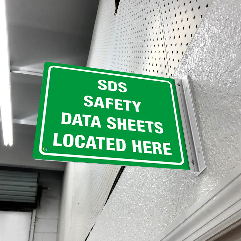 SDS Safety Data Sheets Located Here - Double-Sided Off-Wall Sign | K2K ...