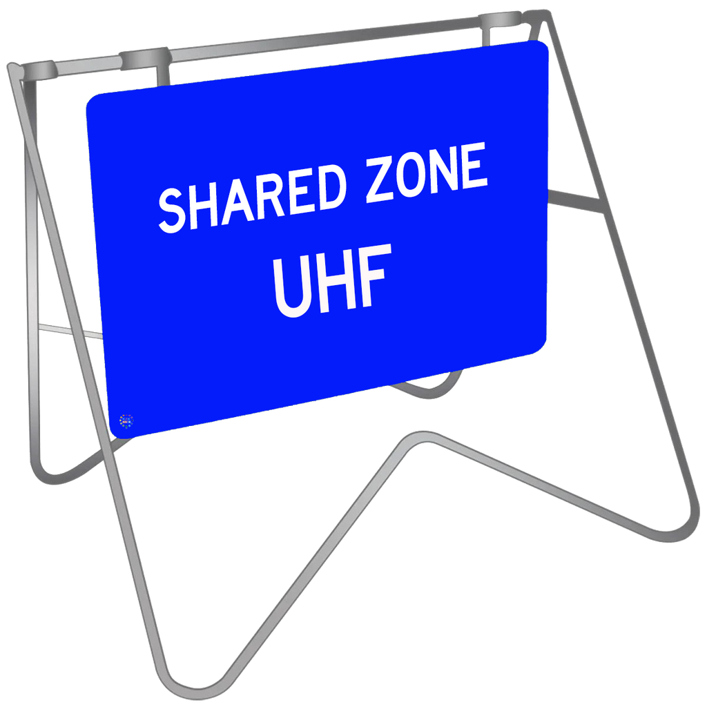 Shared Zone UHF - Swing Stand & Sign | K2K Signs Australia