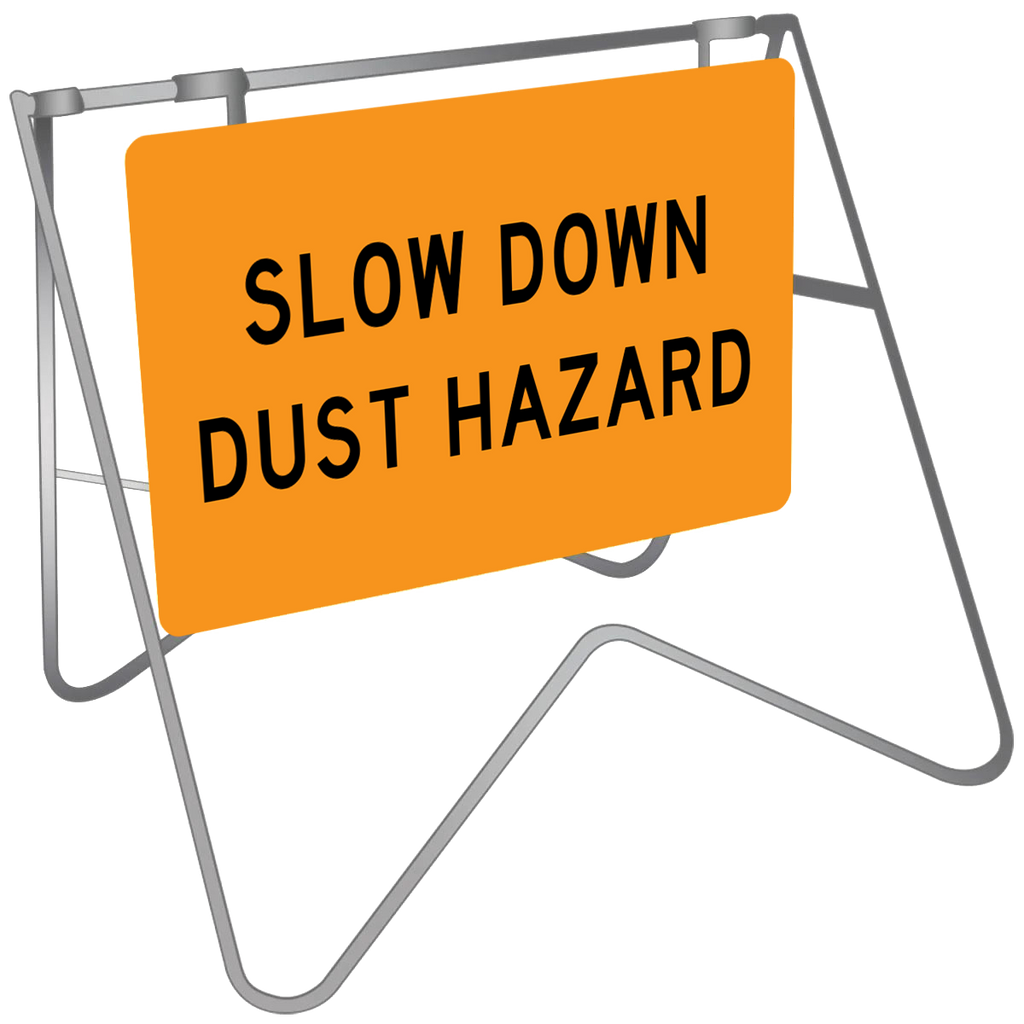 Slow Down Dust Hazard - Swing Stand & Sign | K2K Signs Australia