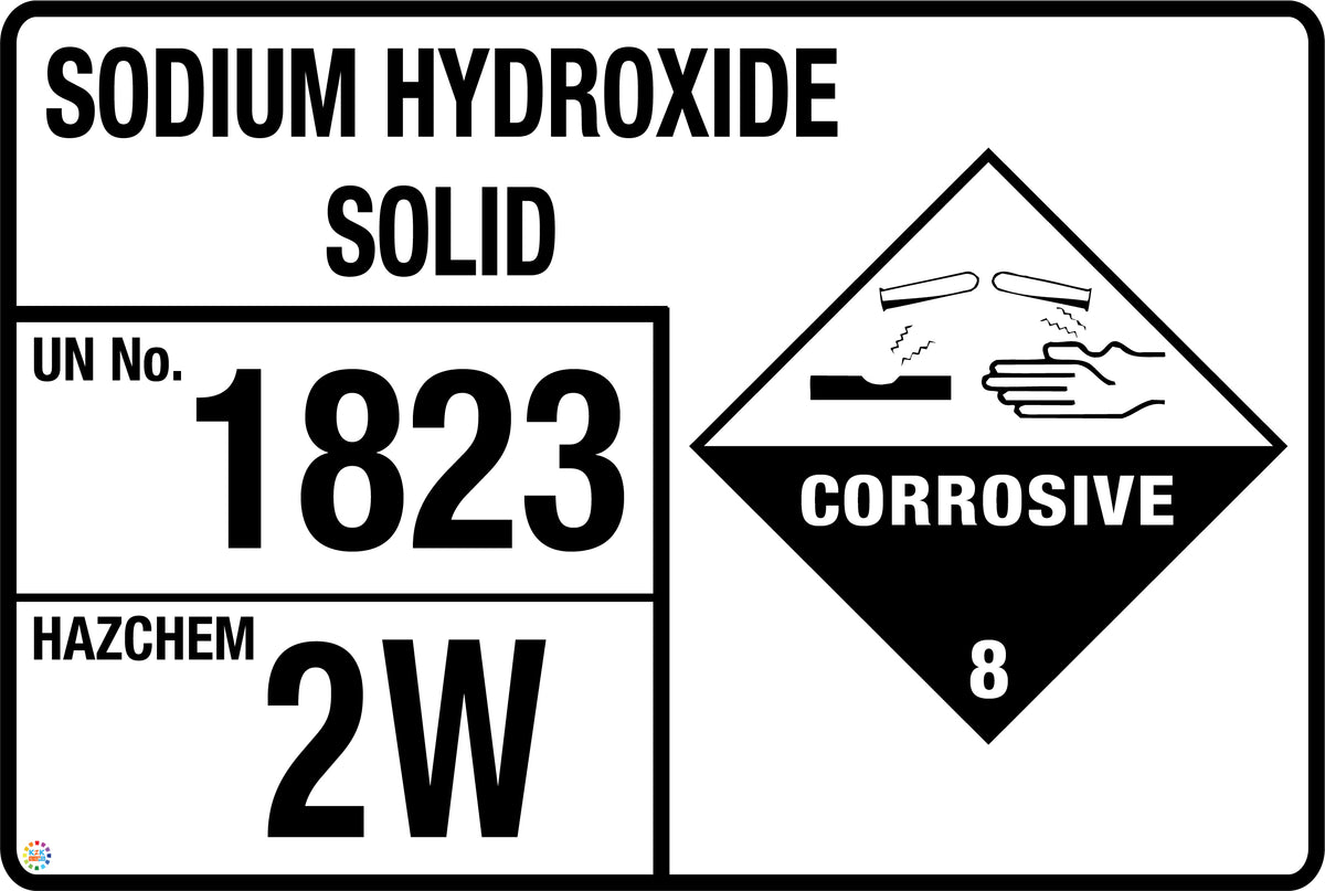 Sodium Hydroxide Solid Sign | K2K Signs Australia