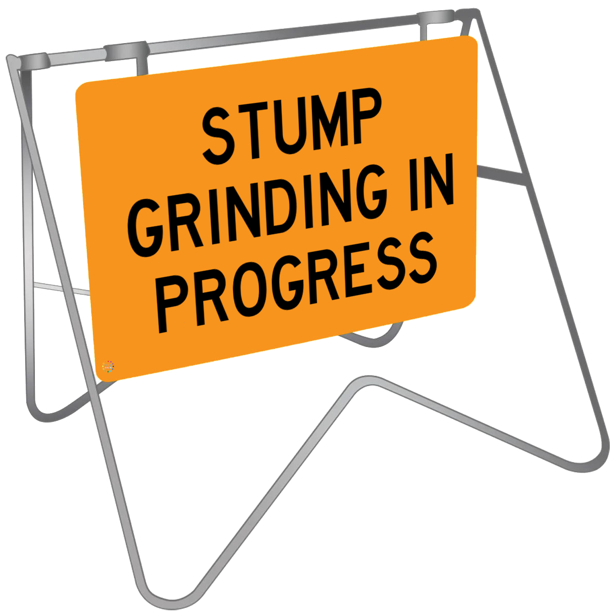 Stump Grinding In Progress - Swing Stand & Sign | K2K Signs Australia
