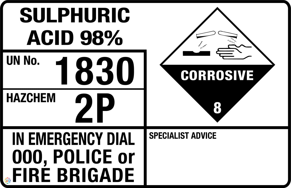 Sulphuric Acid 98% Sinage | K2K Signs Australia