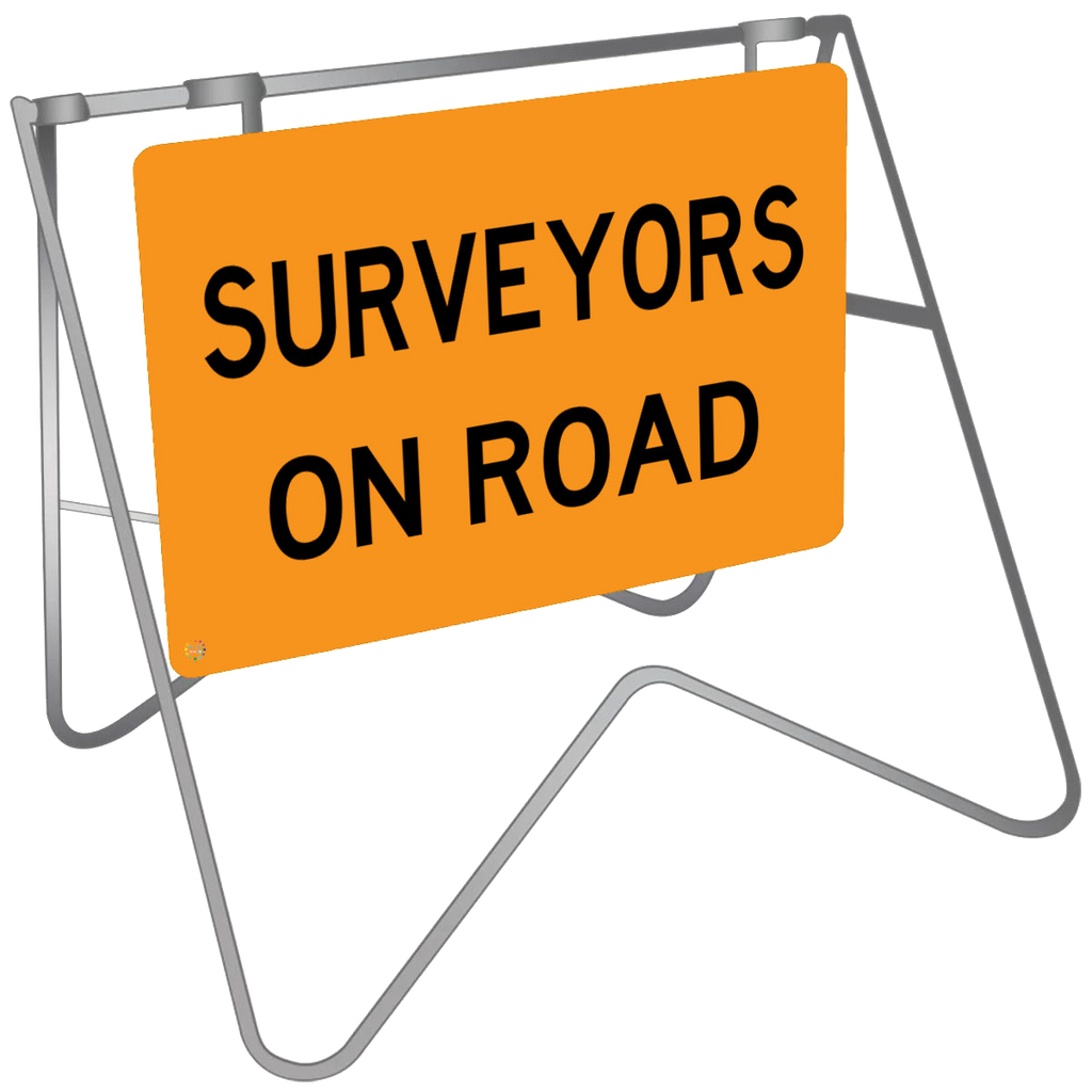 Surveyors On Road - Swing Stand & Sign | K2K Signs Australia