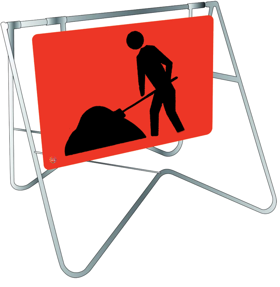 Swing Stand & Sign – Symbolic Worker - Workman Ahead | K2K Signs Australia