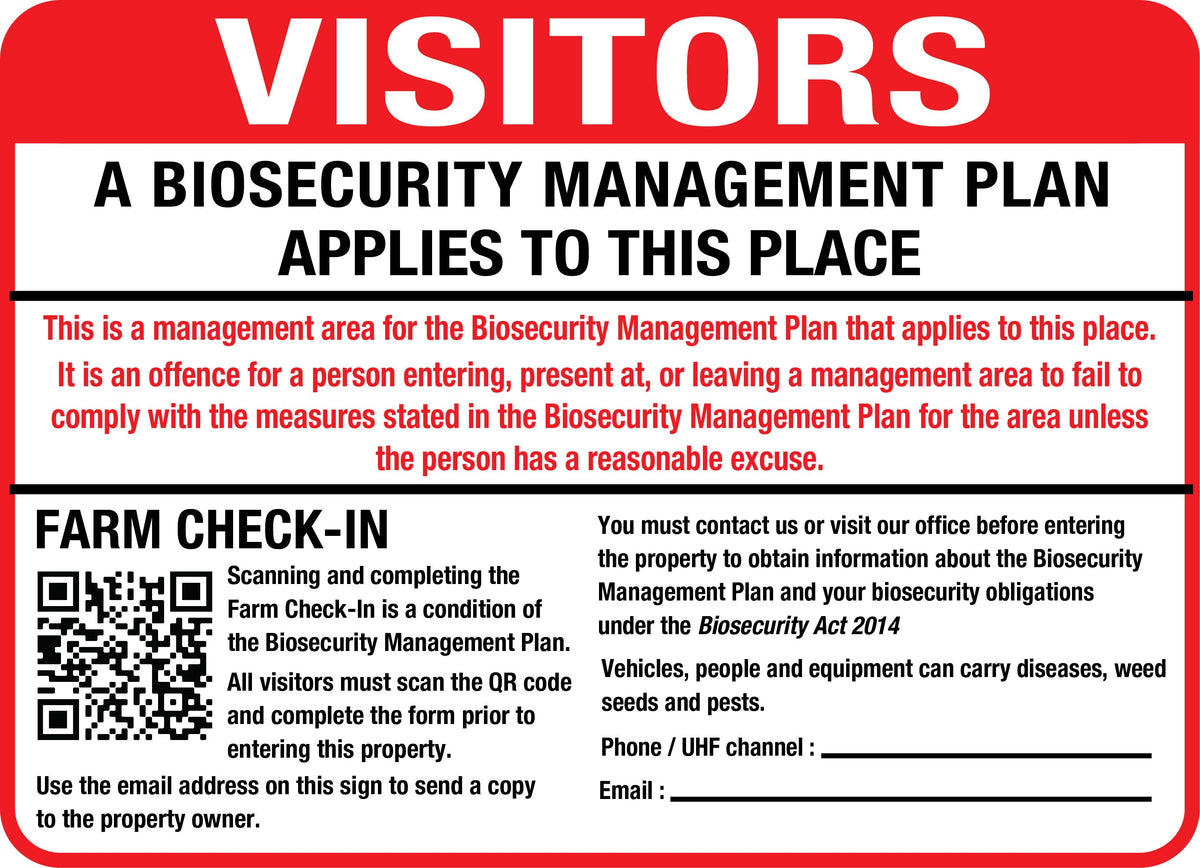 Visitors - Farm Biosecurity Management QR Code Check In Sign | K2K ...