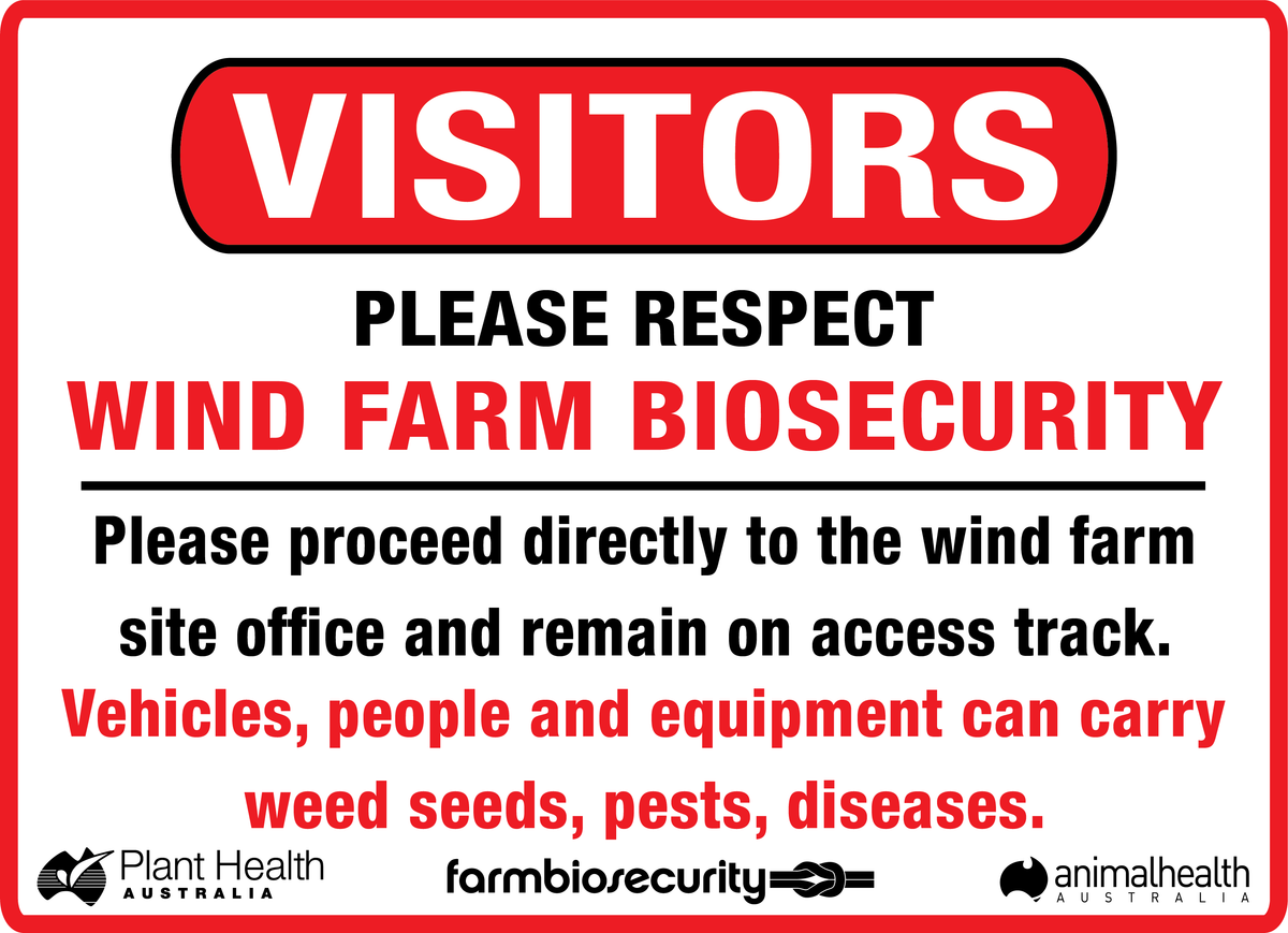 Visitors - Wind Farm Biosecurity Sign | Farm & Wind Energy Safety Sign ...