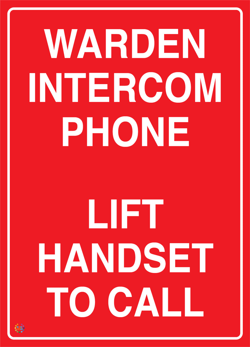 Warden Intercom Phone - Lift Handset To Call Sign | Safety Signage ...
