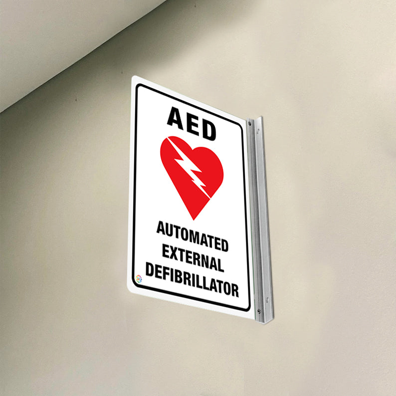 AED – Automated External Defibrillator - Double-Sided Off-Wall White ...