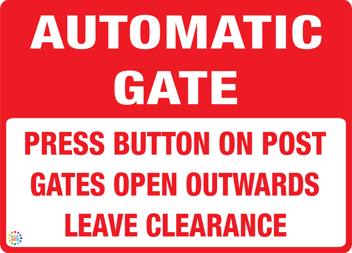 Press Button On Post Gates Open Outwards Leave Clearance - Automatic ...