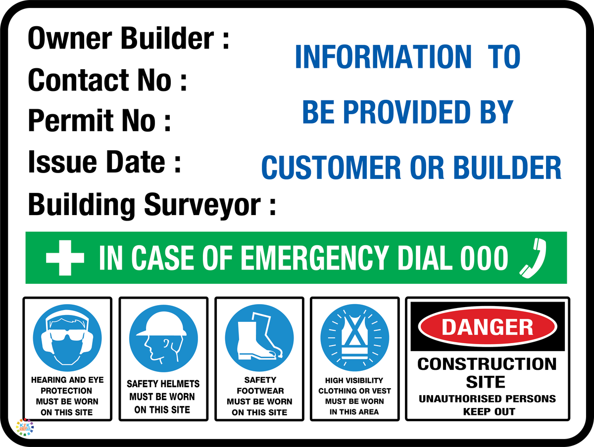 Owner Builder Construction Site Sign With Building Surveyor Sign | K2K ...