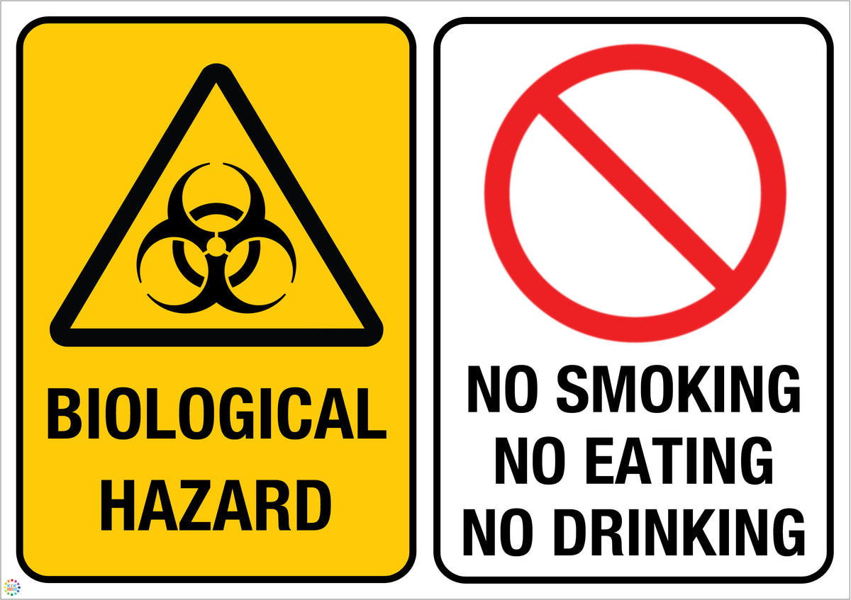 Biological Hazard - No Smoking No Eating No Drinking Sign | K2K Signs ...