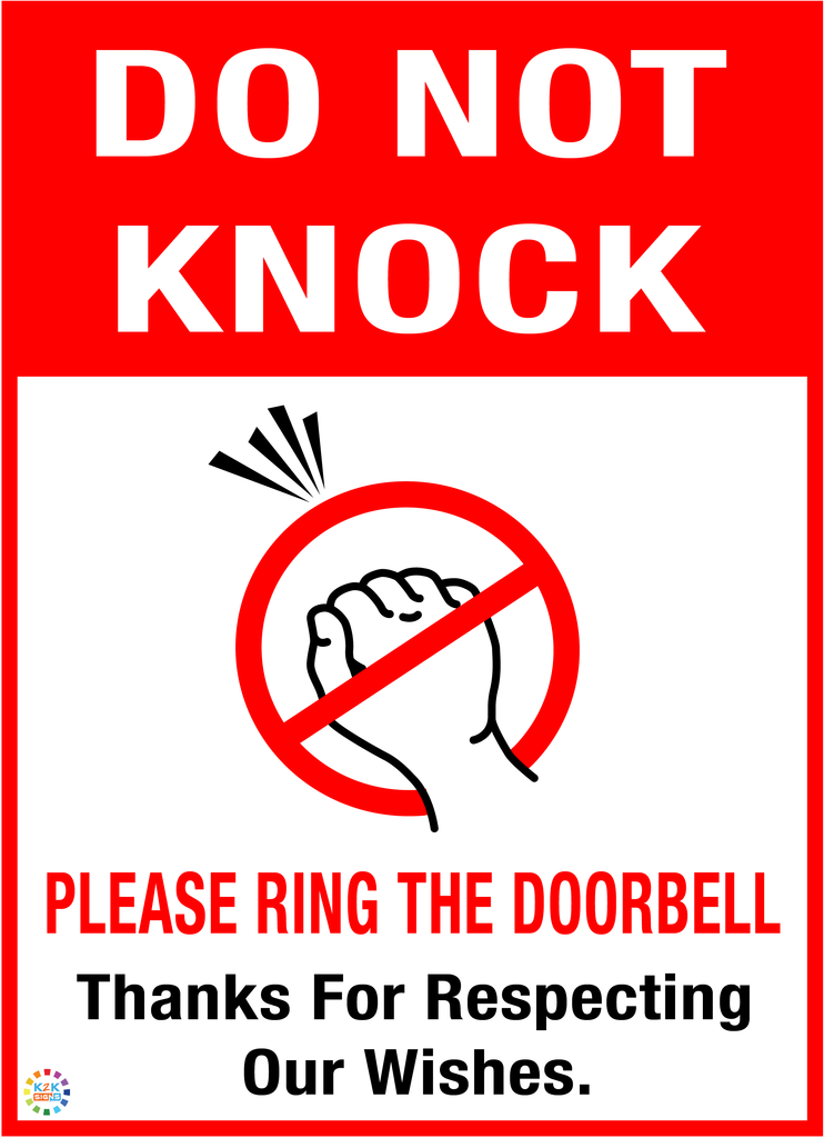 Do Not Knock - Please Ring The Doorbell Sign | K2K Signs Australia